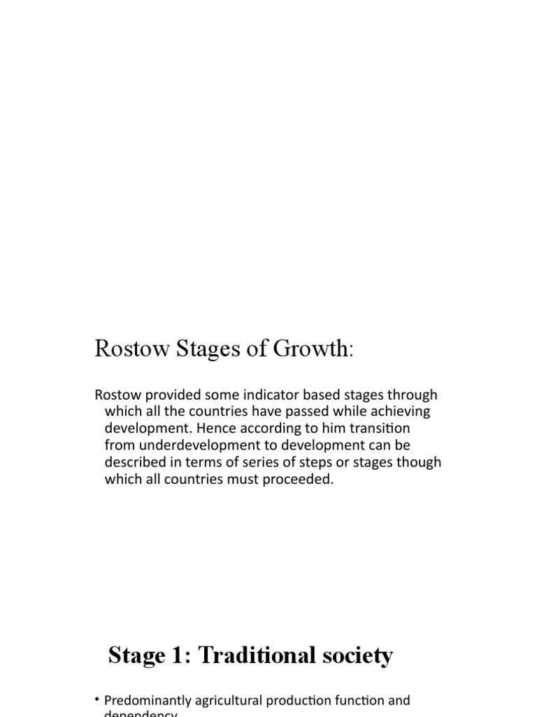 Rostow Stages | PDF | Economic Growth | Economies