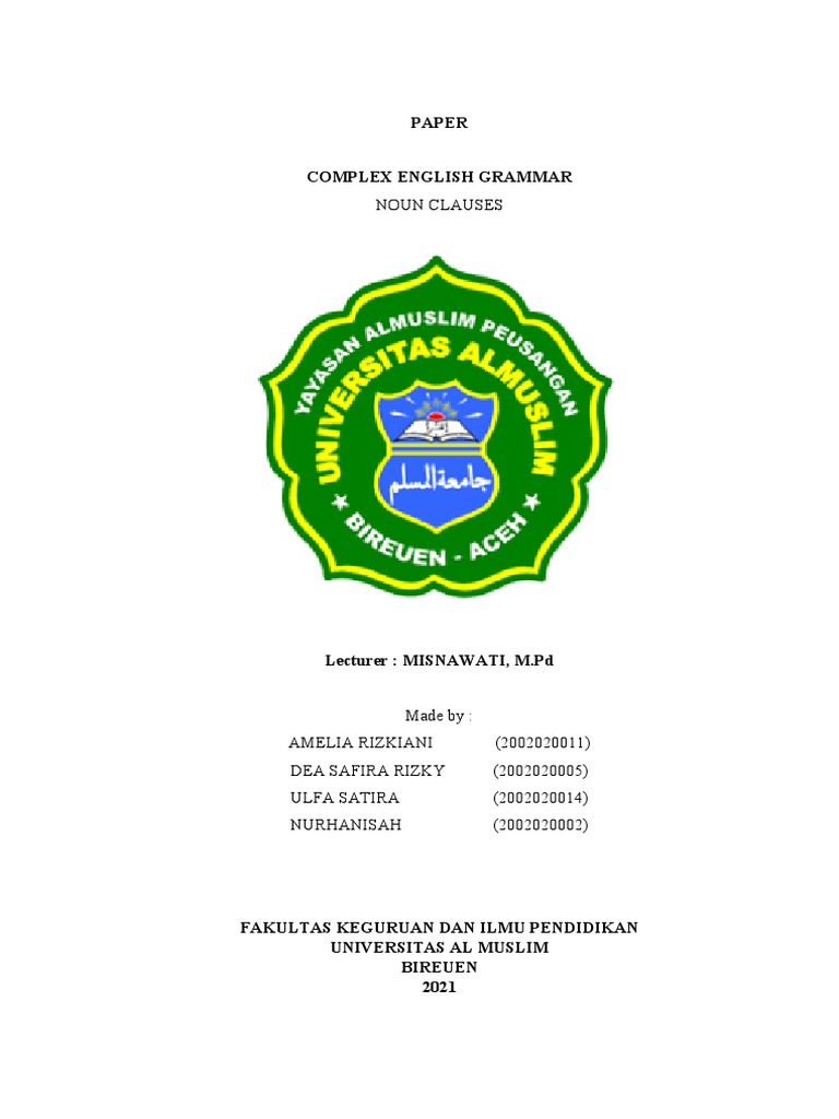 Paper: Noun Clauses | PDF | Verb | Object (Grammar)