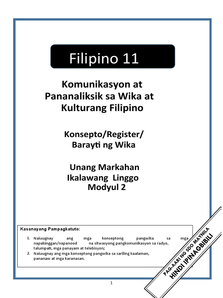 Filipino 11 q1 Mod2 Edited | PDF