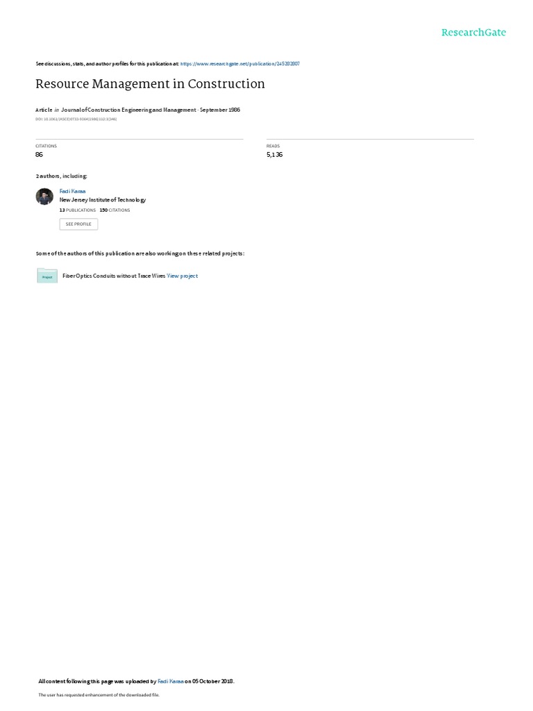 Resource Management in Construction | PDF | Mathematical Optimization ...