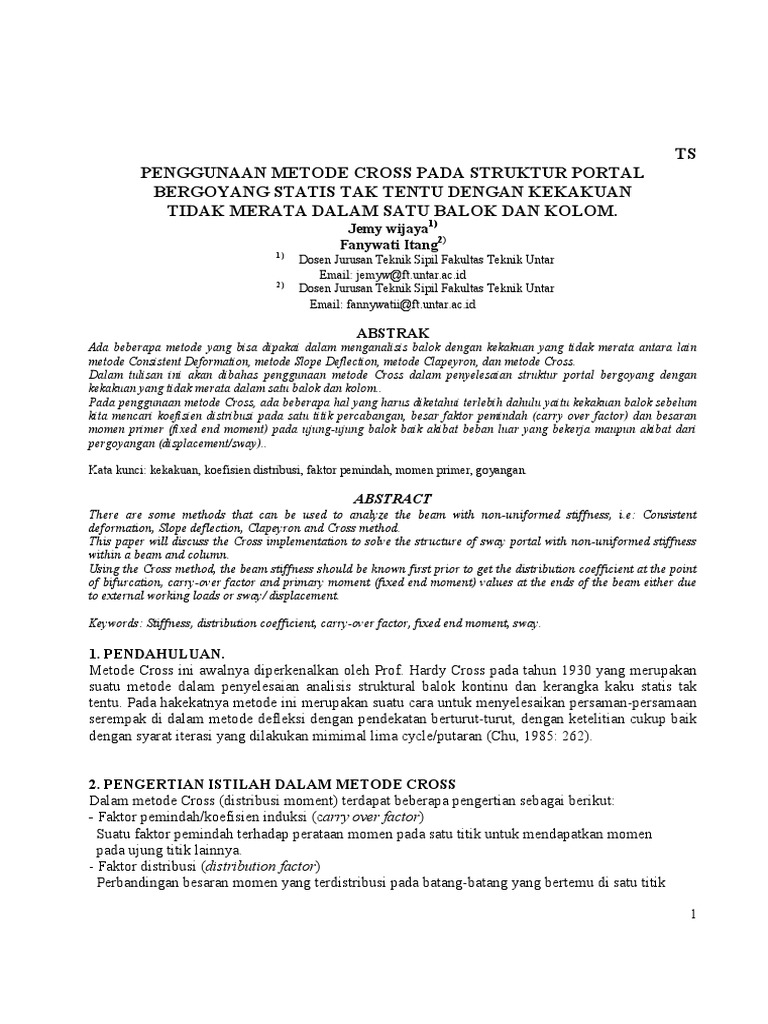Metode Cross untuk Analisis Struktural Balok dan Kerangka | PDF | Sains ...