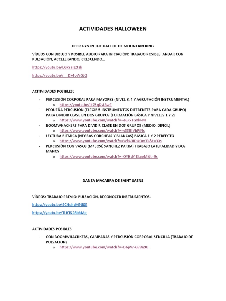 Actividades Musicales para Halloween | PDF | Formas musicales | Las ...