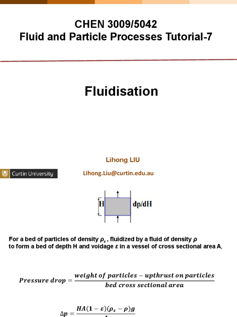 Chen 3009 - Tutorial 7 2020 | PDF | Fluid Dynamics | Fluidization