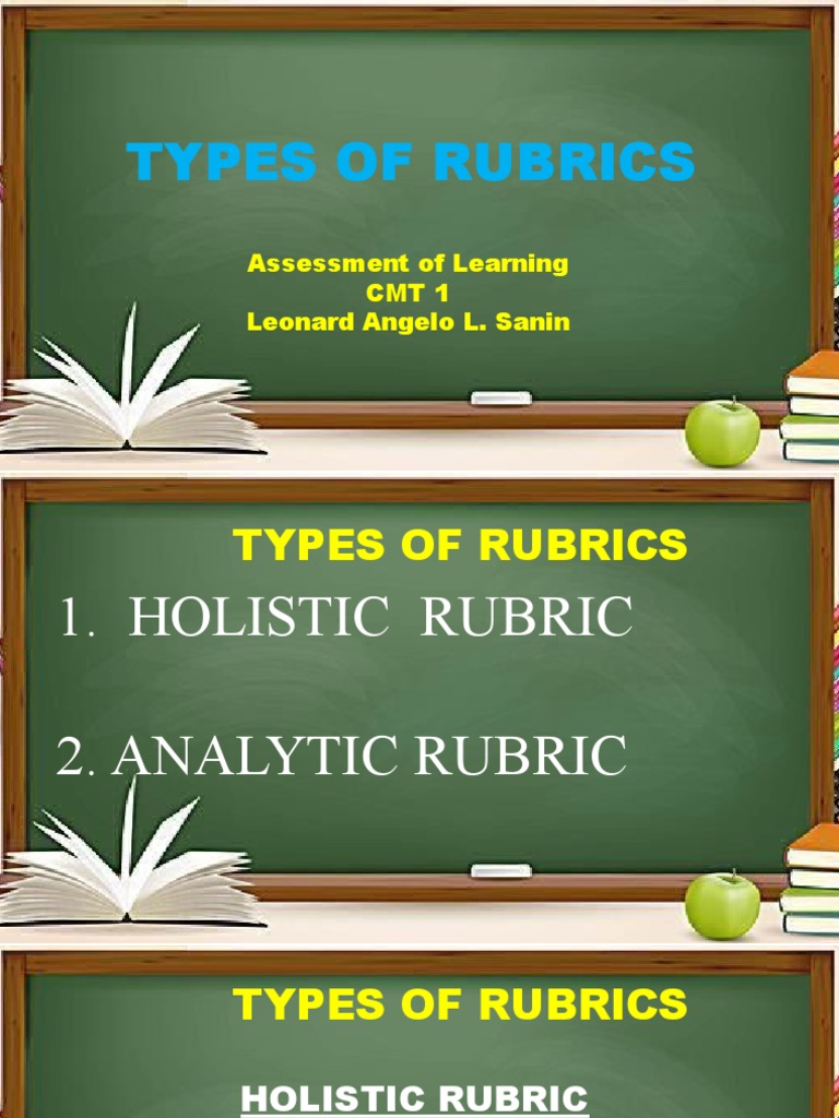 Types of Rubrics: Assessment of Learning CMT 1 Leonard Angelo L. Sanin ...