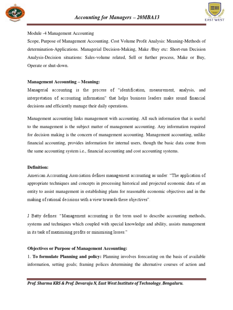 A Comprehensive Overview of Management Accounting Concepts, Tools, and ...