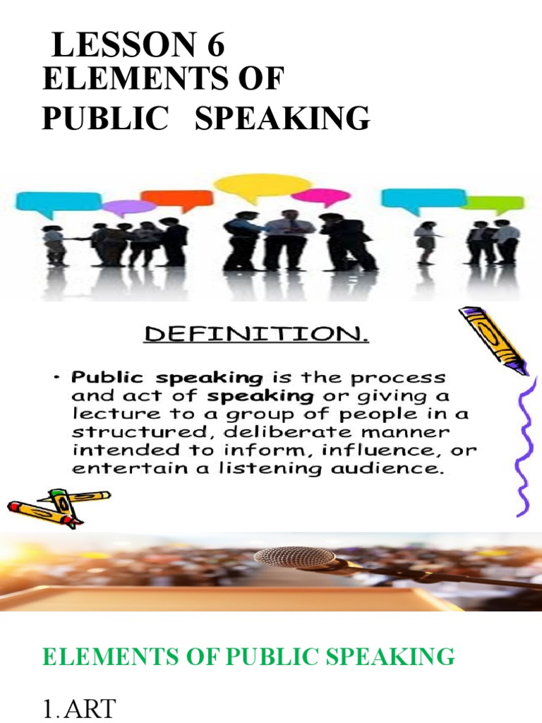 Elements of Public Speaking: Lesson 6 | PDF | Career & Growth | Social ...