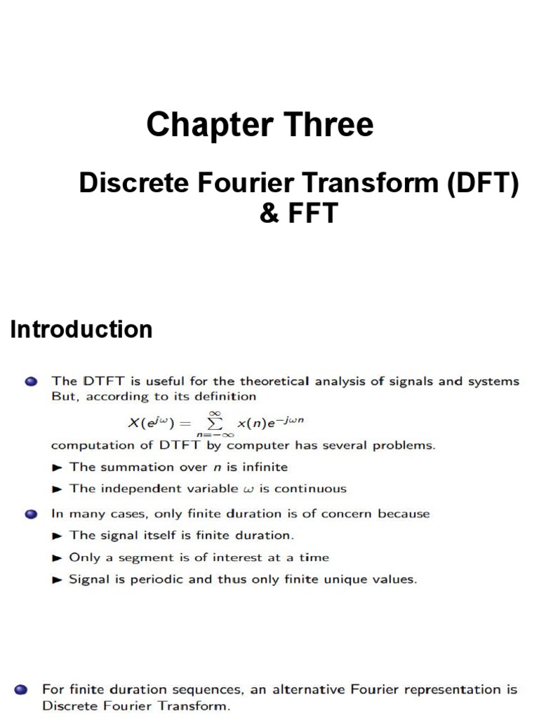 Chapter Three: Discrete Fourier Transform (DFT) & FFT | PDF