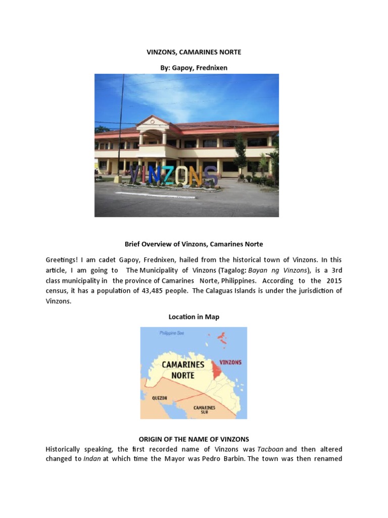A Brief History of Vinzons, Camarines Norte and its Most Notable Hero ...
