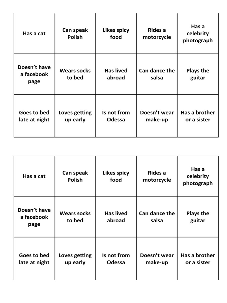 People Bingo Ice-Breaker | PDF