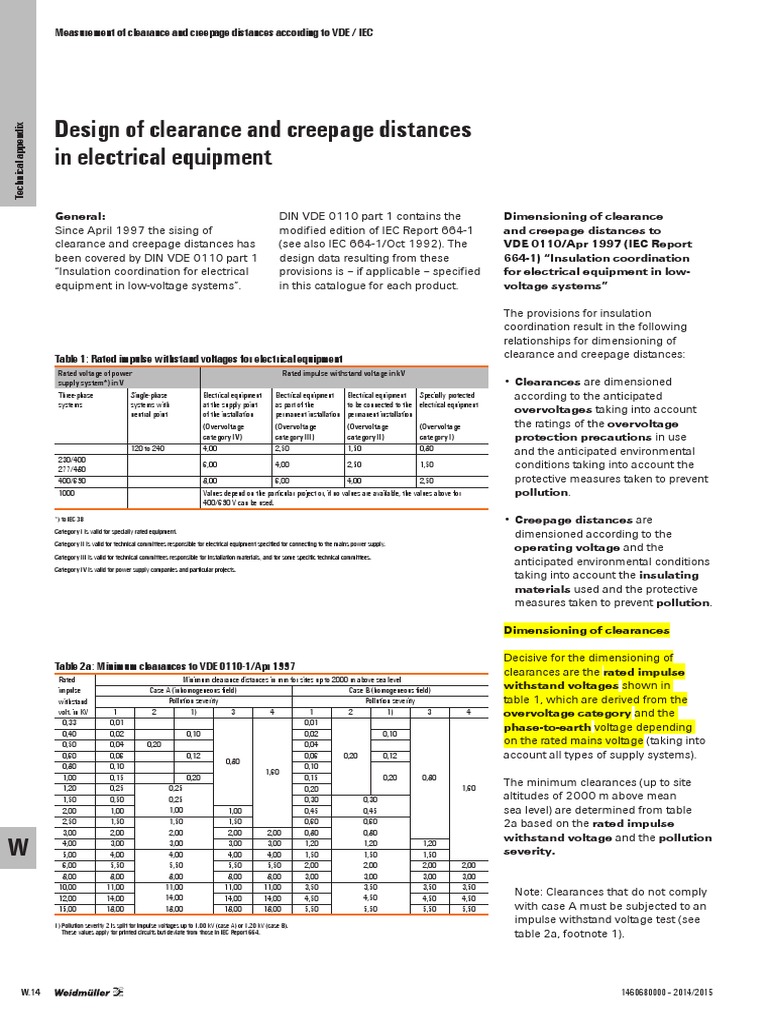 Clearance Creepage Distance in Electrical Equipment | PDF | Insulator ...