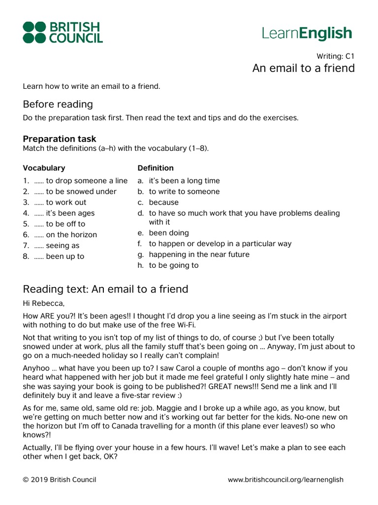 LearnEnglish Writing C1 An Email To A Friend | PDF | Career & Growth ...