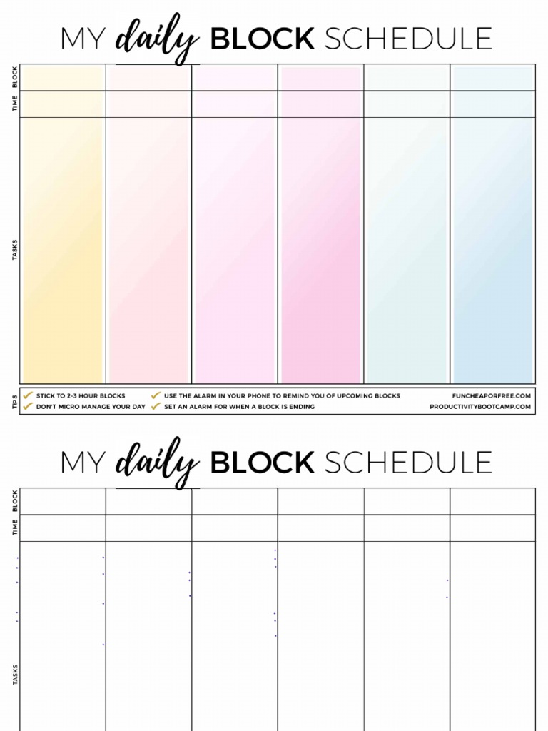 Daily Block Schedule Editable | PDF