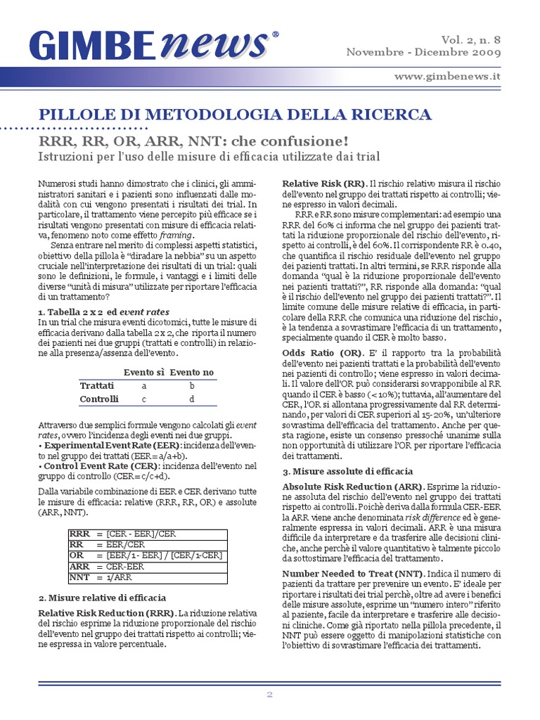 Pillole Di Metodologia Della Ricerca: RRR, RR, OR, ARR, NNT: Che ...