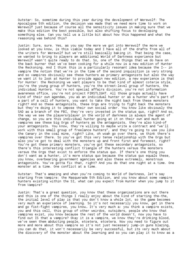 WoD Brand Update Hunter The Reckoning | PDF