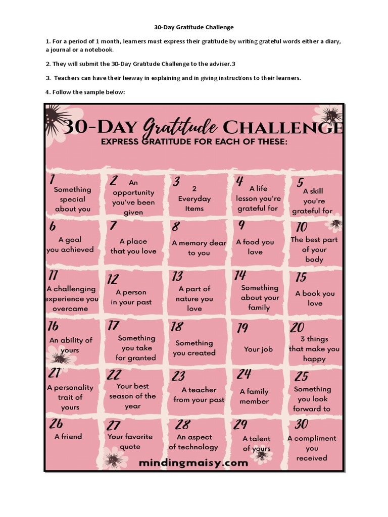 30 Day Gratitude Challenge | PDF | Career & Growth