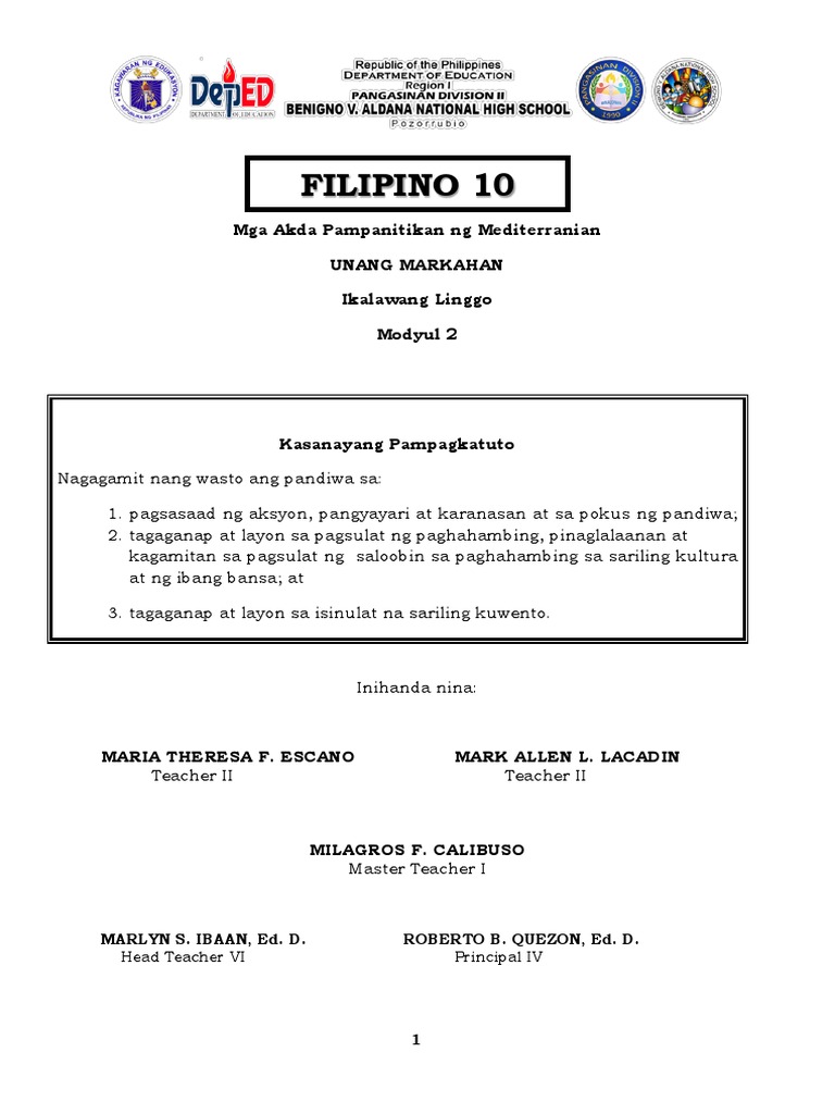 Filipino 10 Q1module2 | PDF