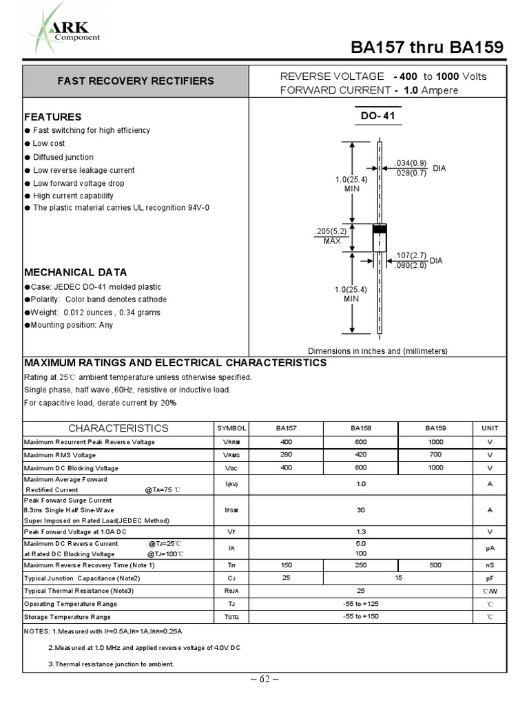 Ba157 Ba159 PDF | PDF | Capacitor | Rectifier