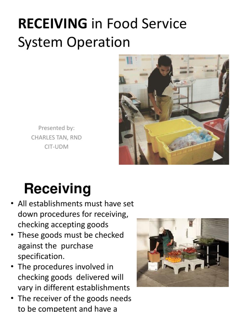 Receiving Procedures in Food Service | PDF | Invoice | Specification ...