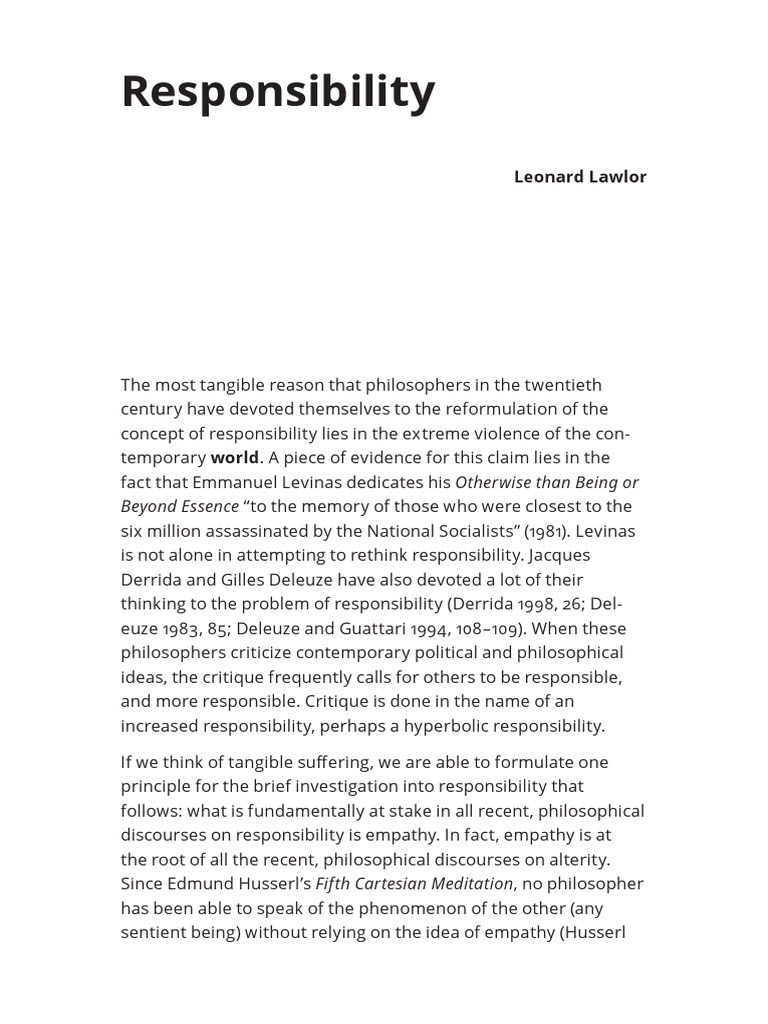 Reconceptualizing Responsibility and Empathy | PDF | Jacques Derrida ...