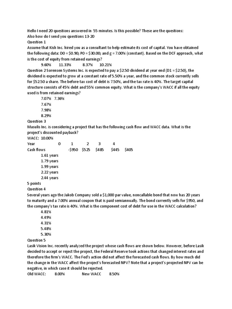 20 Questions | PDF | Net Present Value | Bonds (Finance)