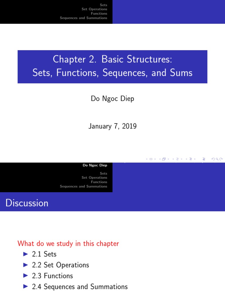 Chapter 2. Basic Structures: Sets, Functions, Sequences, and Sums | PDF | Function (Mathematics ...