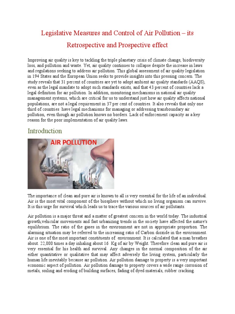 Legislative Measures and Control of Air Pollution Article | PDF | Air ...
