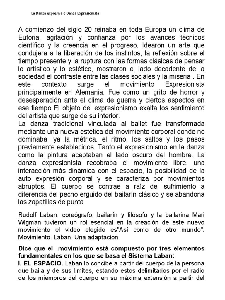 La Danza Expresiva o Danza Expresionist1 | PDF | Bailes | Expresionismo