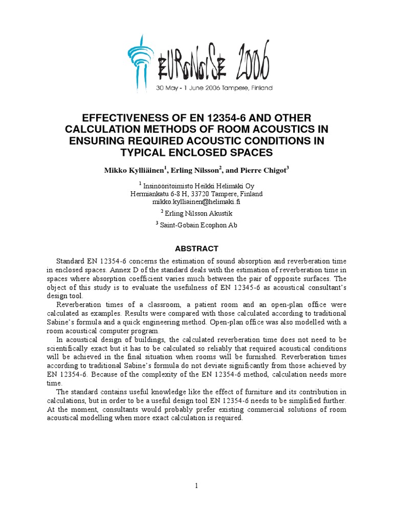 Effectiveness of en 12354-6 | PDF | Wall