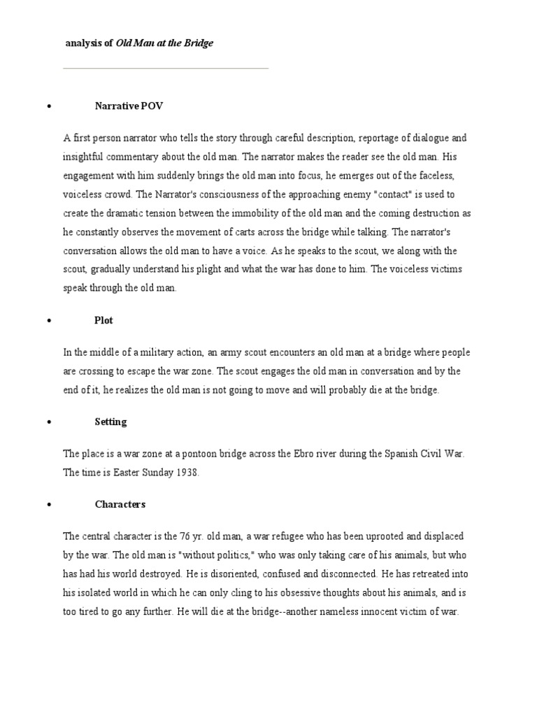 Analiza Old Man and The Bridge | PDF | Narration | Ernest Hemingway