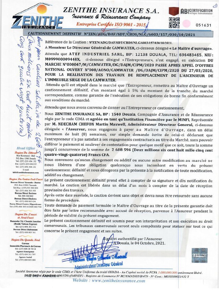 Cautionnement Definitif | PDF