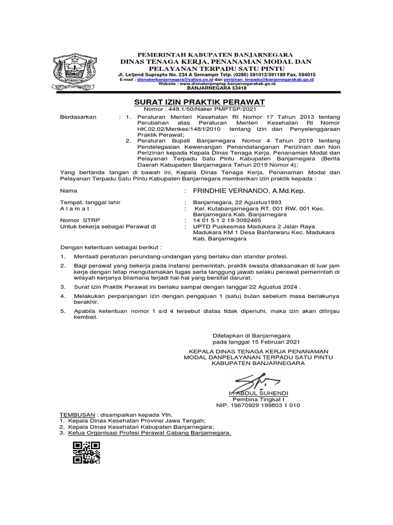 SK Izin Signed - 000002101 - Frindhie Vernando | PDF