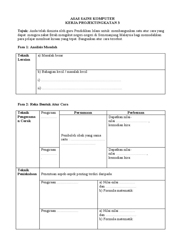 Modul 1.1 KERJA PROJEK ASK Tingkatan 3 | PDF