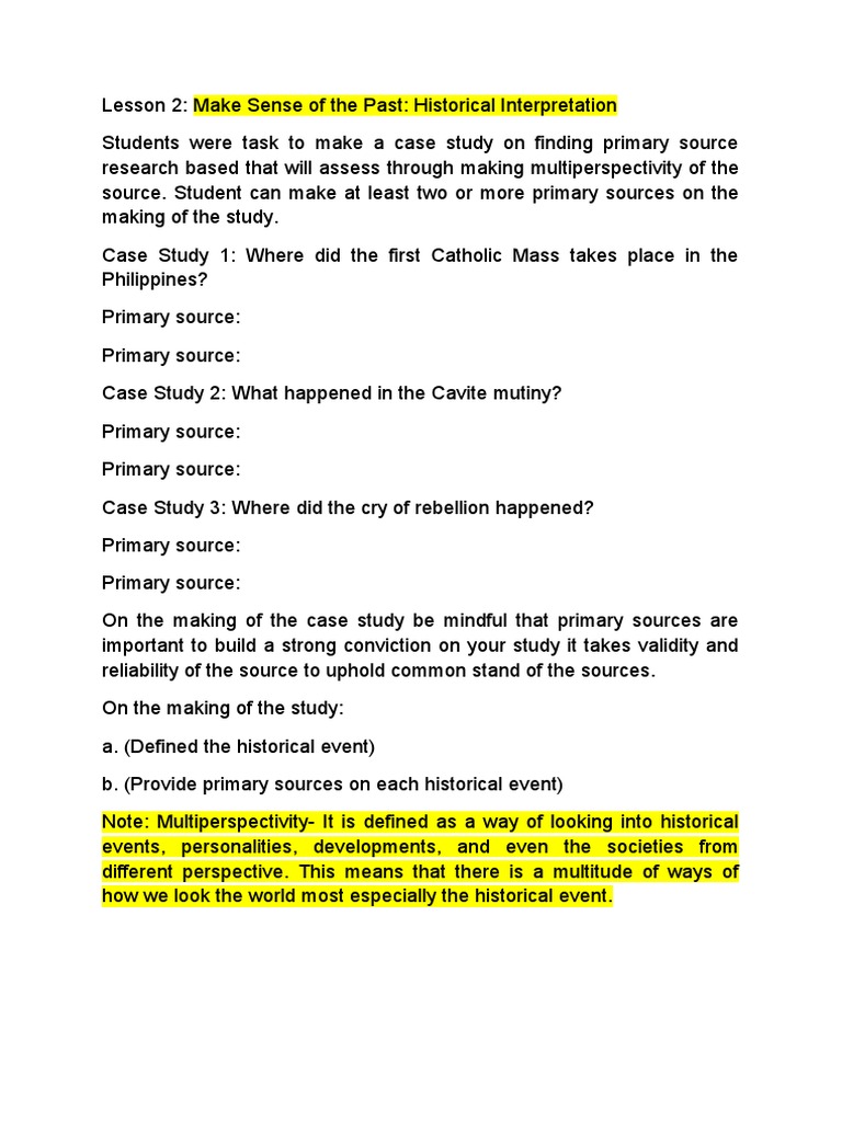 Lesson 2 (Make Sense of Historical Interpretation) | PDF | Philosophy