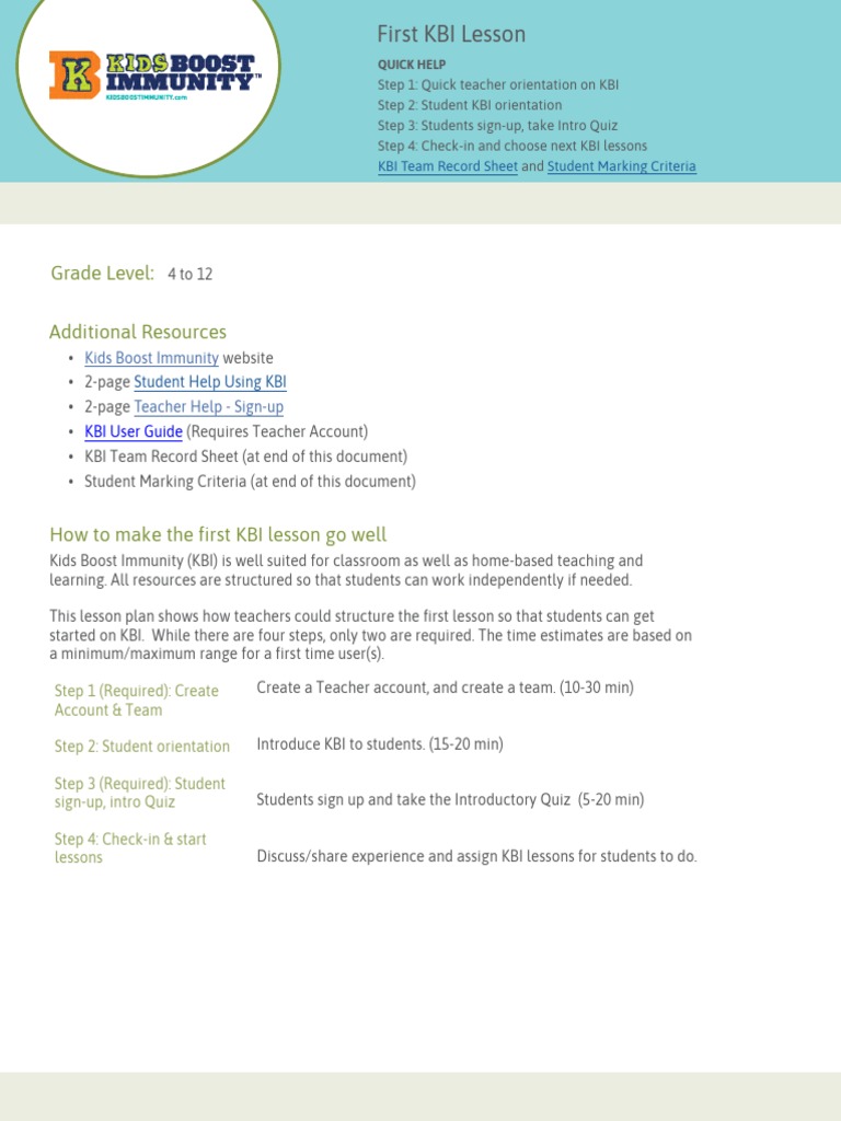 Grade Level: Additional Resources: Student Help Using KBI | PDF ...