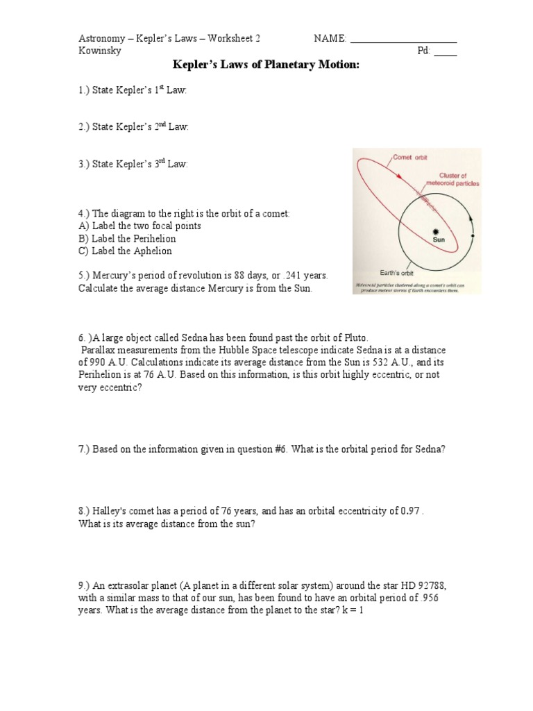 Kepler's Laws of Planetary Motion | PDF