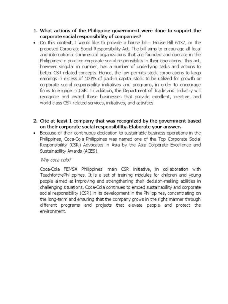 What Actions of The Philippine Government Were Done To Support The ...