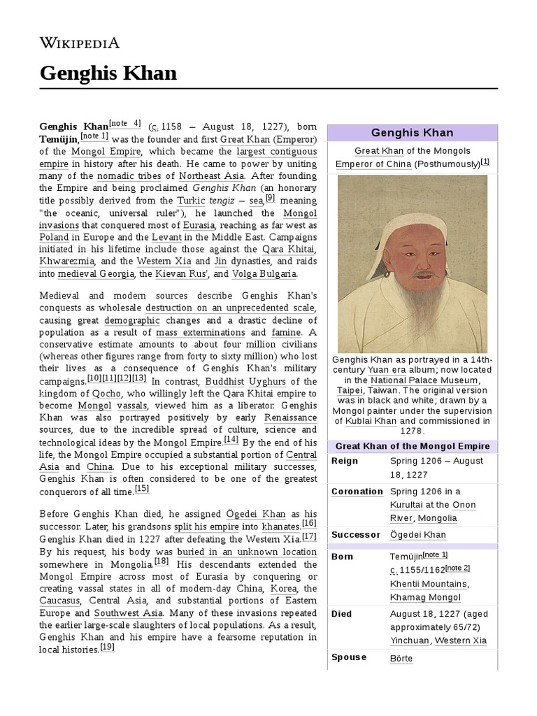 Genghis Khan Temüjin | PDF | Genghis Khan | Mongol Empire