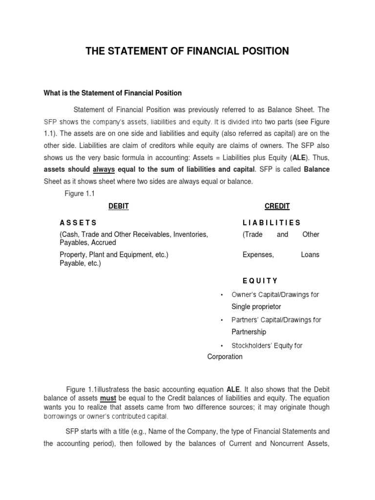 The Statement of Financial Position | Download Free PDF | Balance Sheet ...