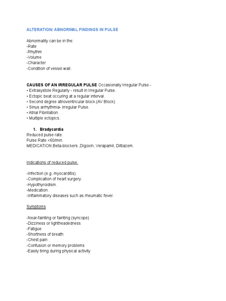 An In-Depth Review of Abnormal Pulse Findings: Evaluating Rates ...