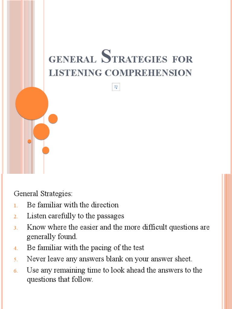 General Strategies For Listening Comprehension | PDF | Reading ...