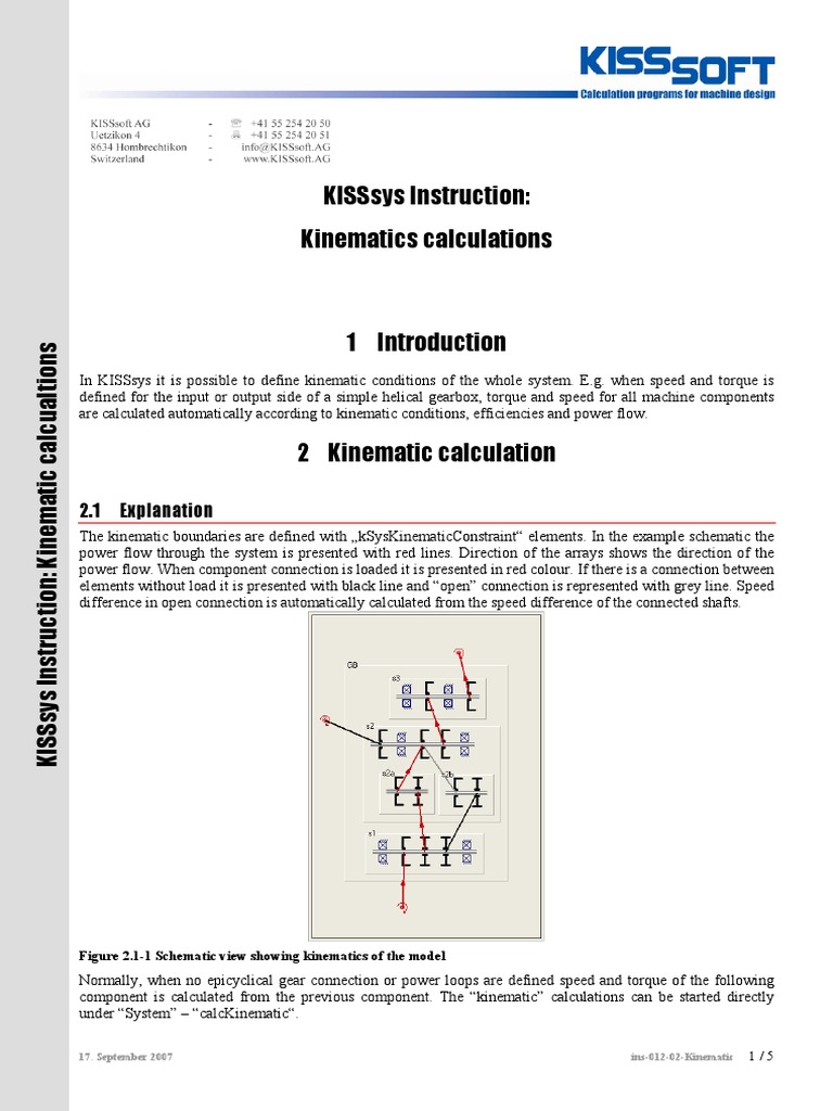 KISSsys Instruction - Kinematics Calculations 1 Introduction 2 ...