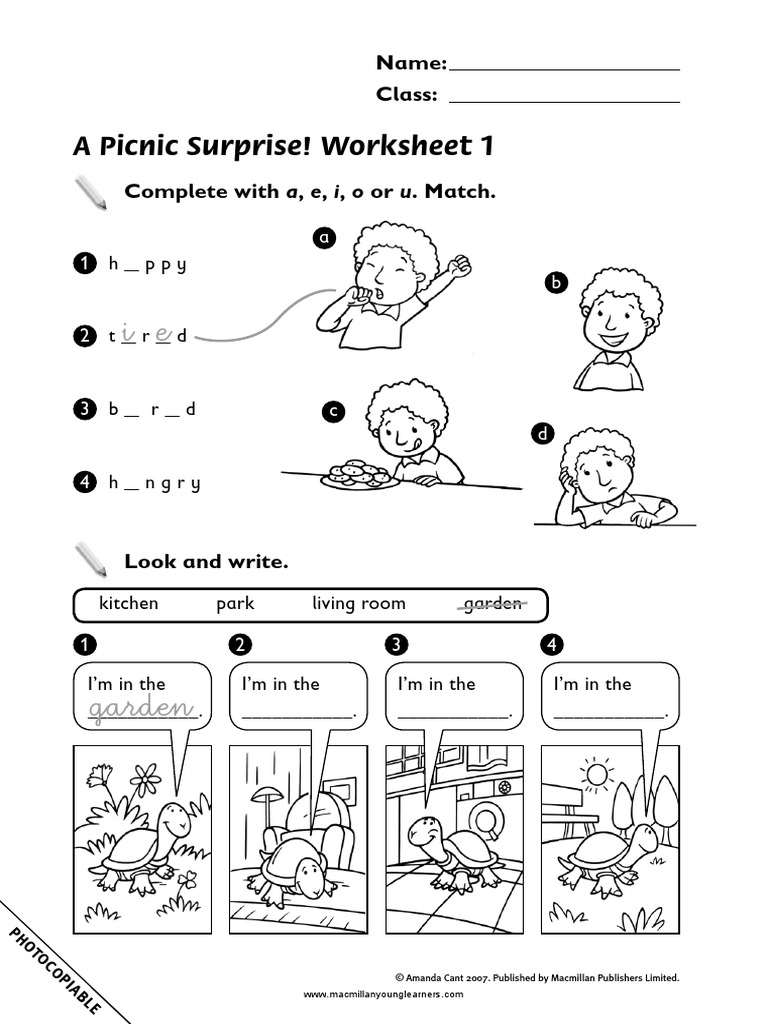 A Picnic Surprise! Worksheet 1: Name: Class | PDF
