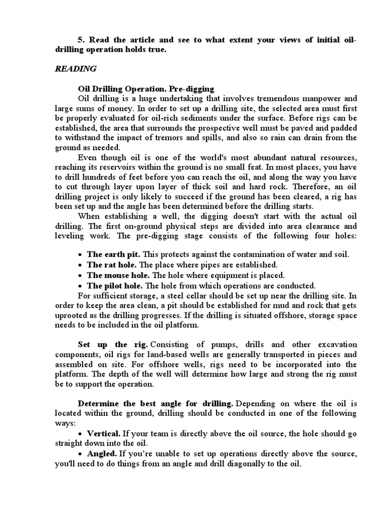 Oil Drilling Operation. Pre-Digging | PDF | Oil Well | Petroleum