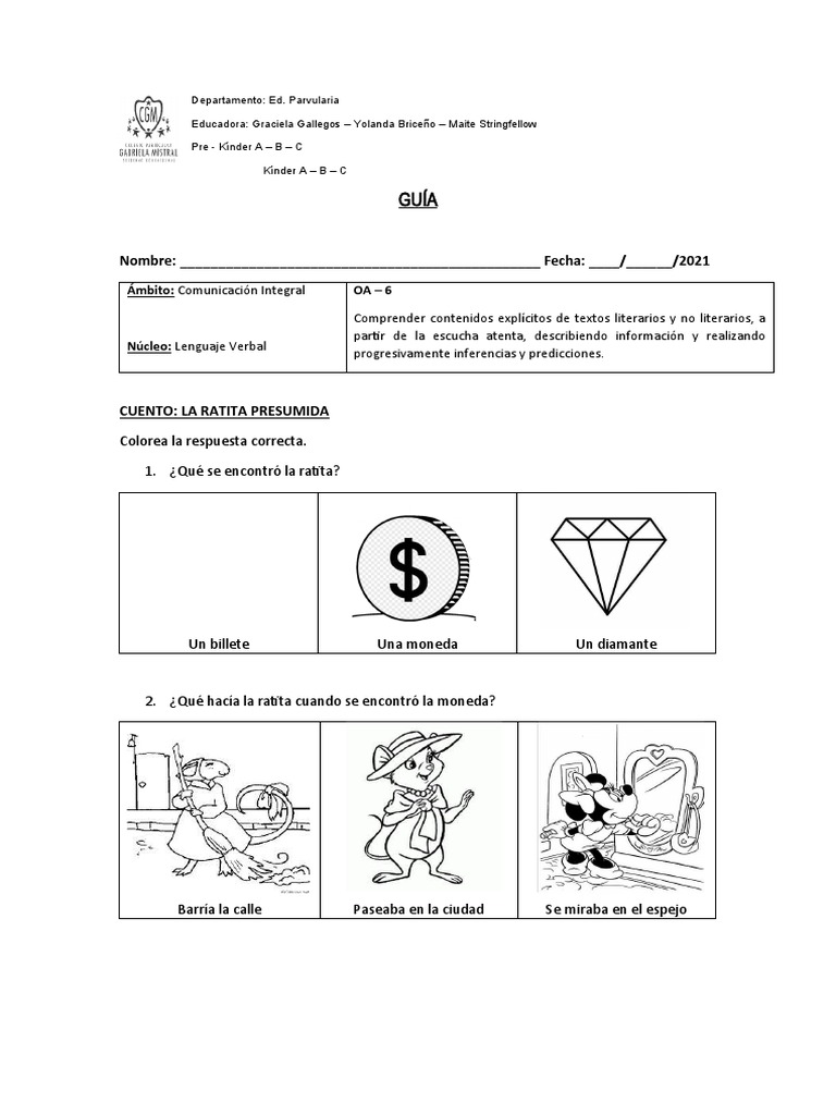 Actividades y Coloreado: La Ratita Presumida | PDF | Ficción general