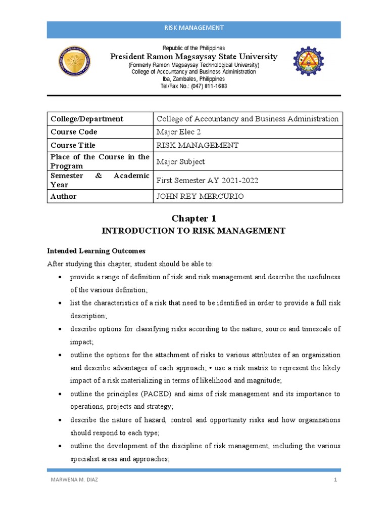 Risk Management Module 1 and 2 | Download Free PDF | Risk | Risk Management