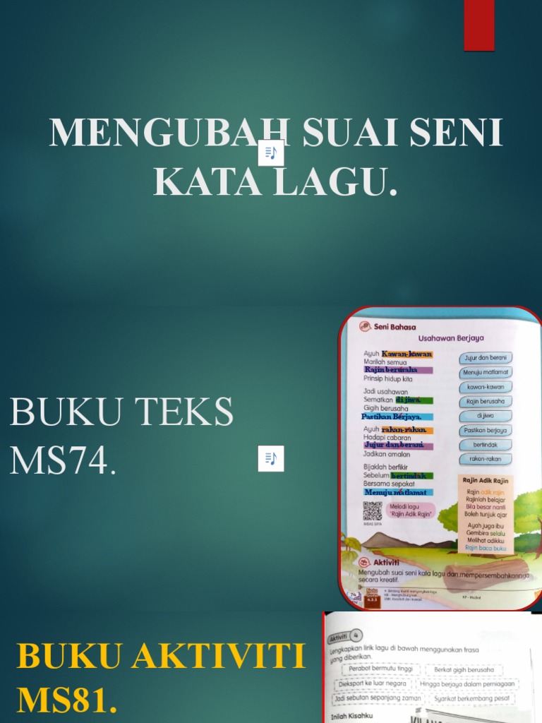 Mengubah Suai Seni Kata Lagu BM THN 3 MS74 (Jilid 2) | PDF
