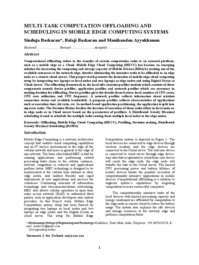 Multi-Task Computation Offloading and Scheduling in Mobile Edge Computing Systems | PDF ...