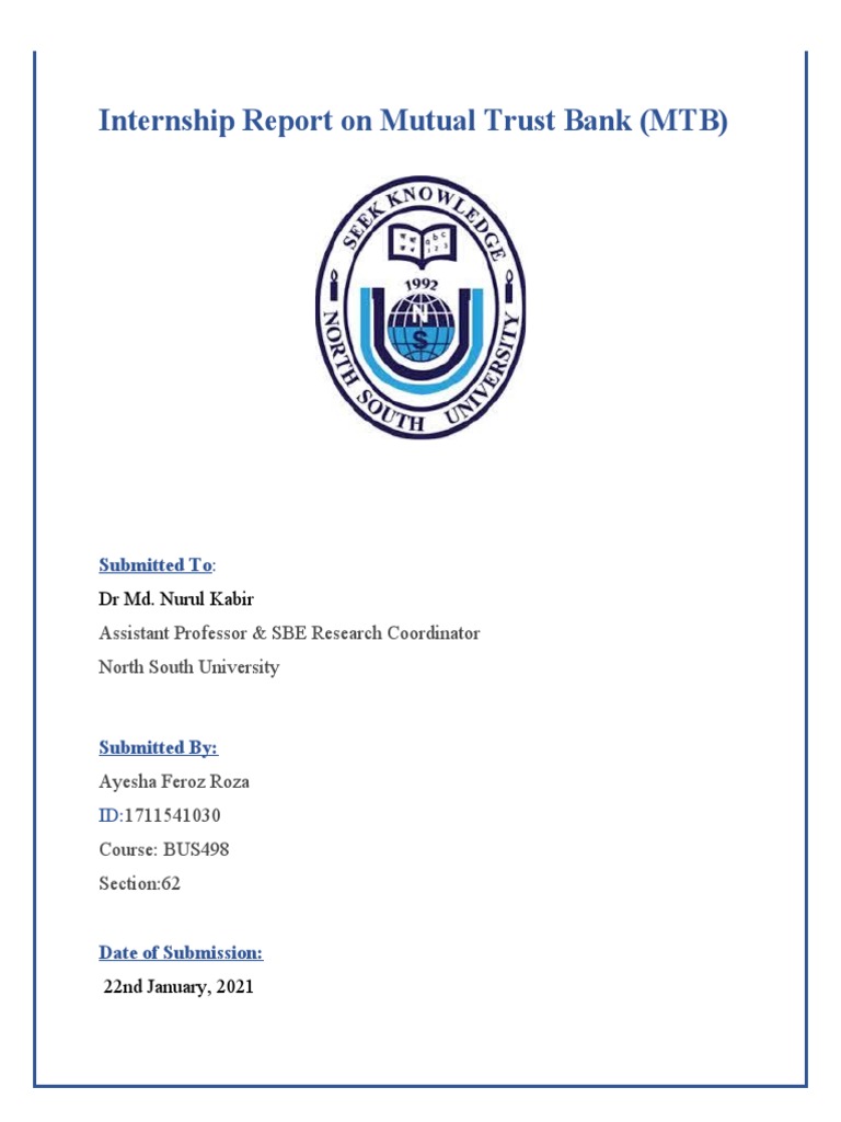 Ayesha MTB Report | PDF | Banks | Cheque