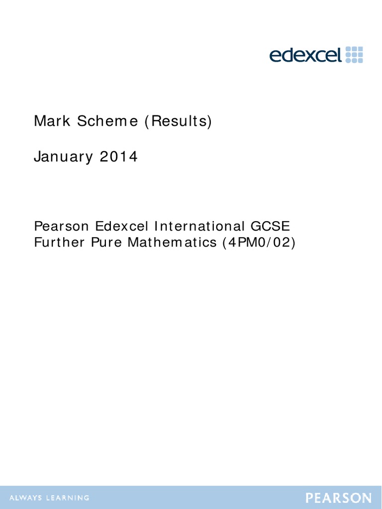 Mark Scheme (Results) January 2014: Pearson Edexcel International GCSE ...