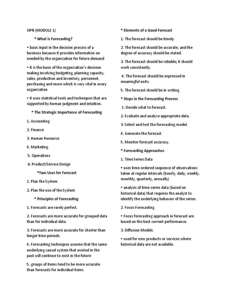 What Is Forecasting? Elements of A Good Forecast | PDF | Forecasting ...
